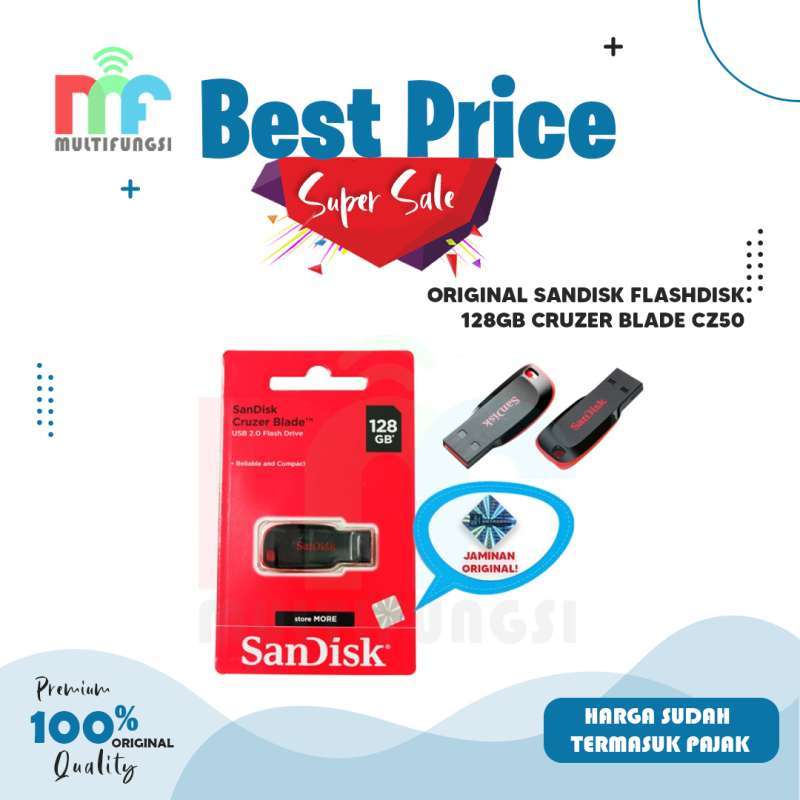 Promo ORIGINAL SANDISK FLASHDISK 128GB CRUZER BLADE CZ50 USB FLASH DISK Diskon 9% di Seller ...