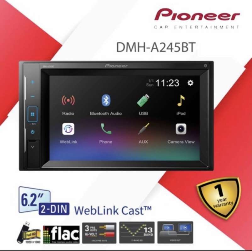 Jual Pioneer DMH-A245BT Double Din Head Unit 6.2 Weblink FULL HD ...