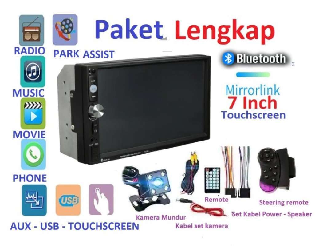 Jual Paket lengkap tape mobil Head unit mobil 7 inch touch screen ...