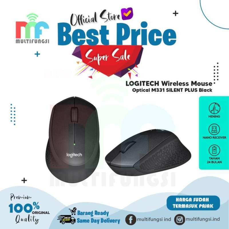 Jual LOGITECH Wireless Mouse Optical M331 SILENT PLUS M-331 BLACK di ...