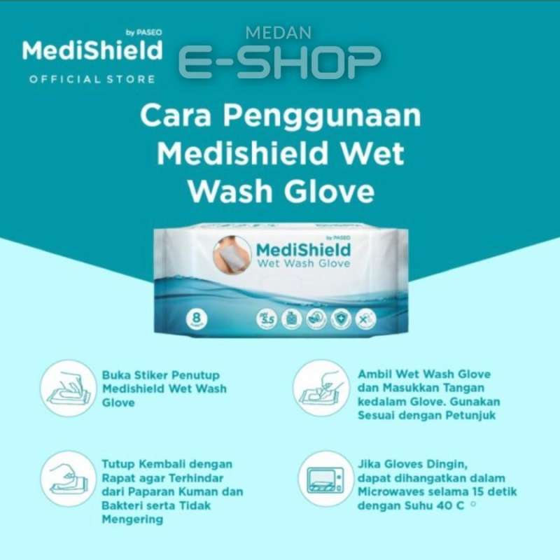 Jual PASEO Medishield Wet Wash Glove Tissue Basah Antiseptik Waslap ...