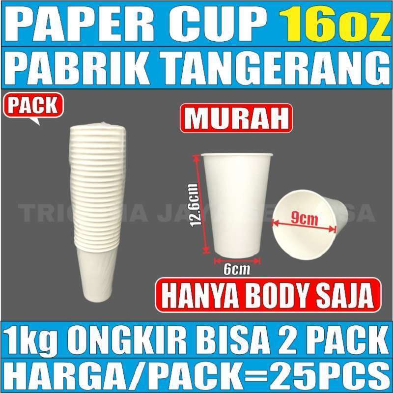 Jual Paper Cup 16oz Hot n Cold Per Pack Gelas Kertas Kopi Tahan Panas 480ml Murah di Seller ...