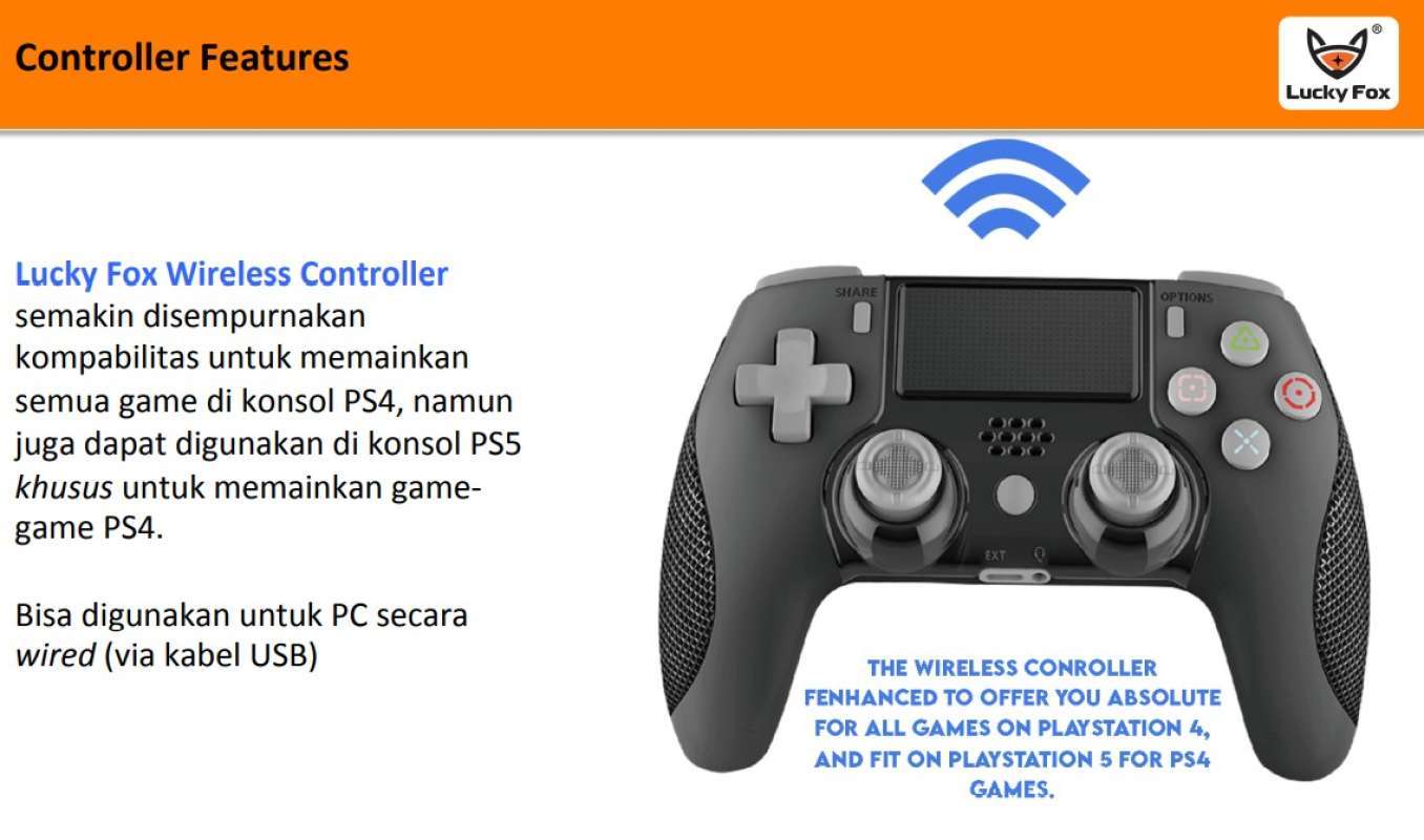Jual Lucky Fox Wireless Controller For Ps4 - Black Lf 0288 / Stick ...