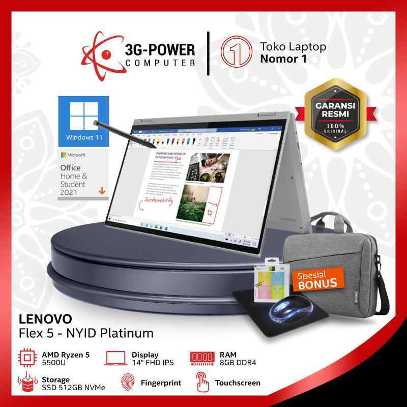 Jual Lenovo Flex 5 - NYID - Laptop 2 in 1 - [Ryzen 5-5500U / 8GB / 512GB SSD / Radeon Graphics ...