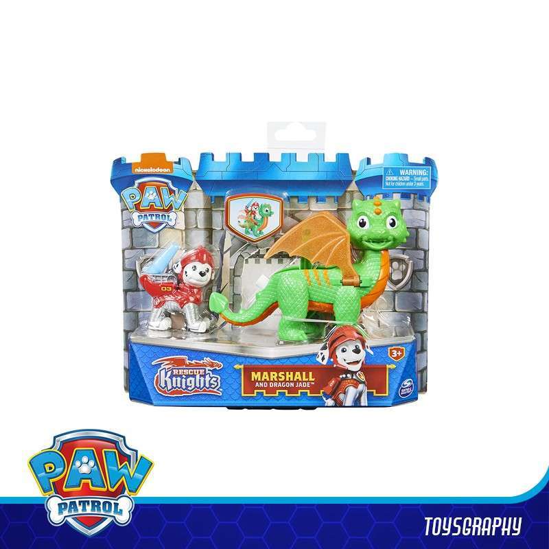 Jual Paw Patrol Rescue Knights Marshall And Dragon Jade Figure Set ...