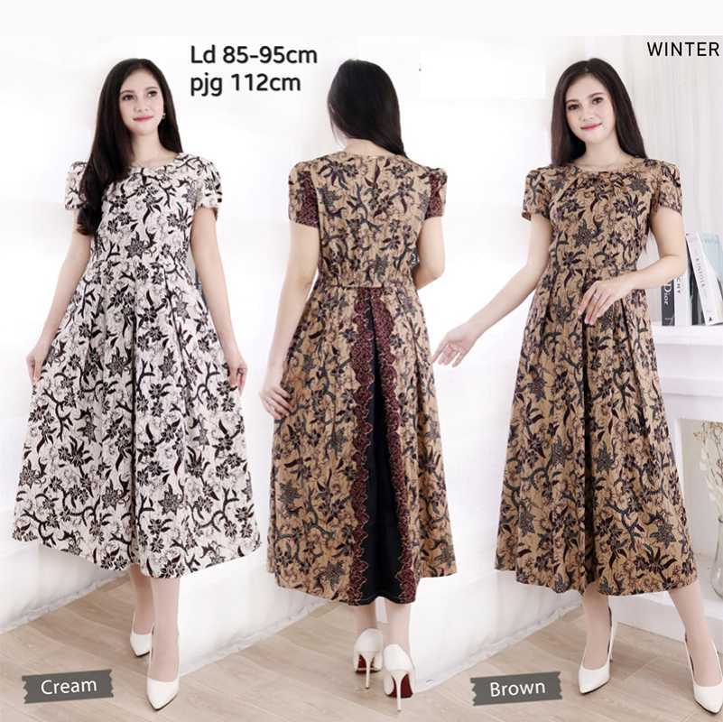Jual Evercloth Winter Dress Batik Wanita Dress Wanita Batik Modern Gaun ...