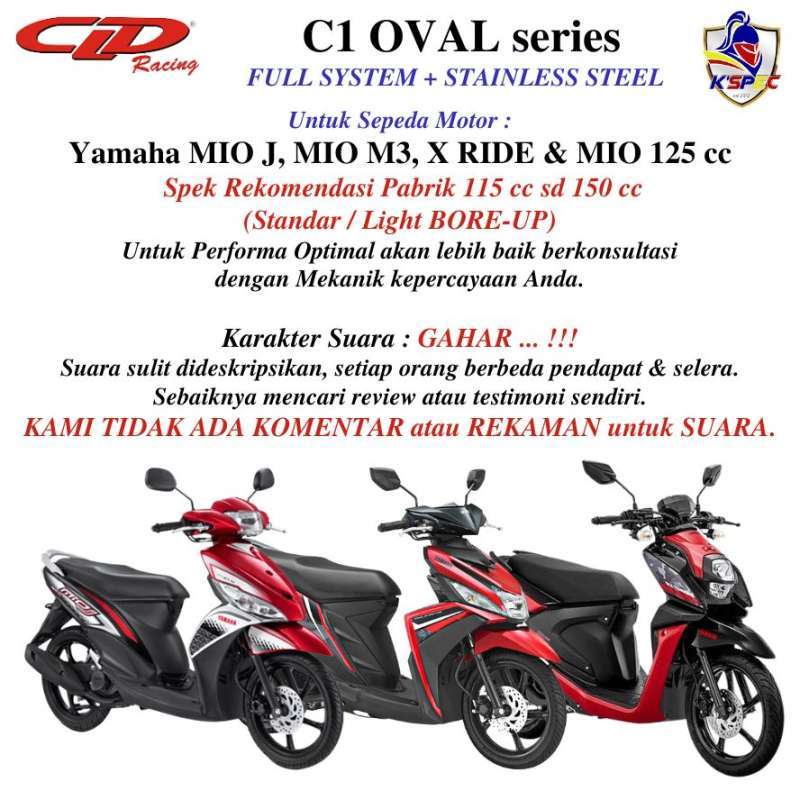 Jual Knalpot Cld Racing Type C1 Oval Series Mio M3 & X Ride Fullsystem ...