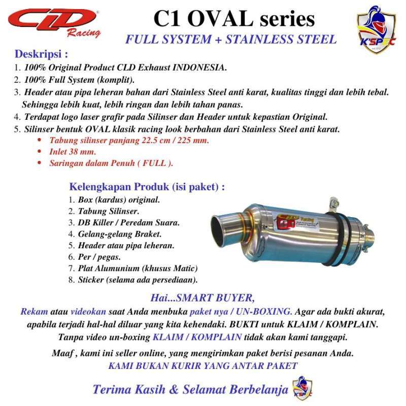 Jual Knalpot Cld Racing Type C1 Oval Series Mio M3 & X Ride Fullsystem ...