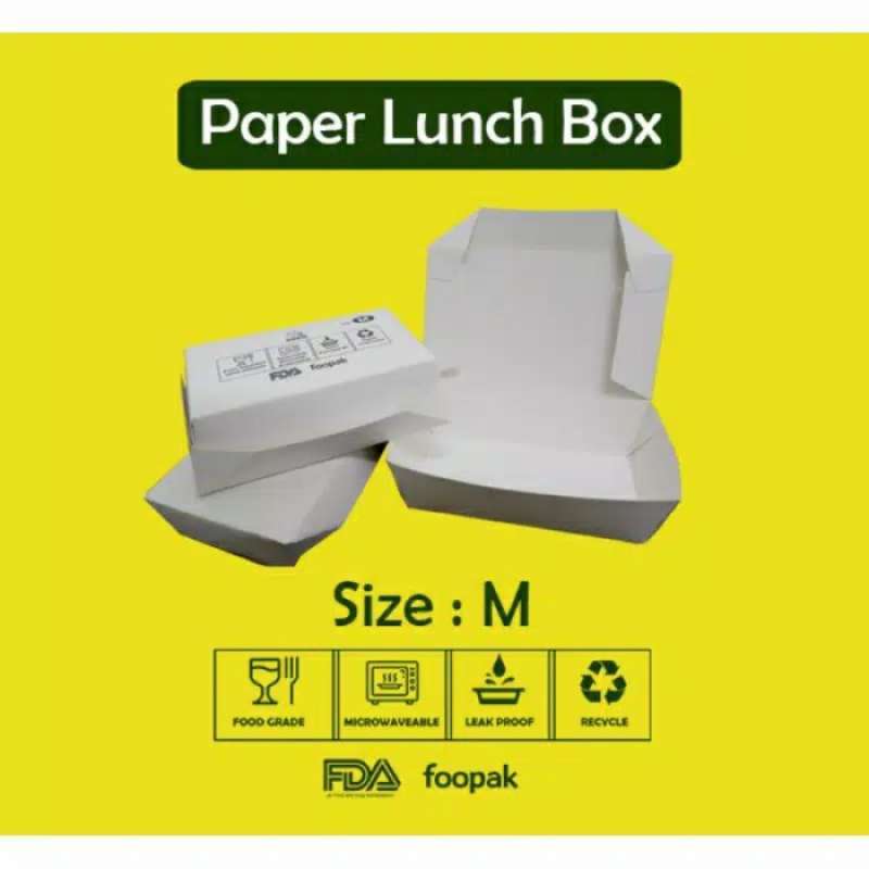 Jual Isi 50 Pcs Paper Lunch Box Ukuran M / Food Grade Kotak Makanan ...