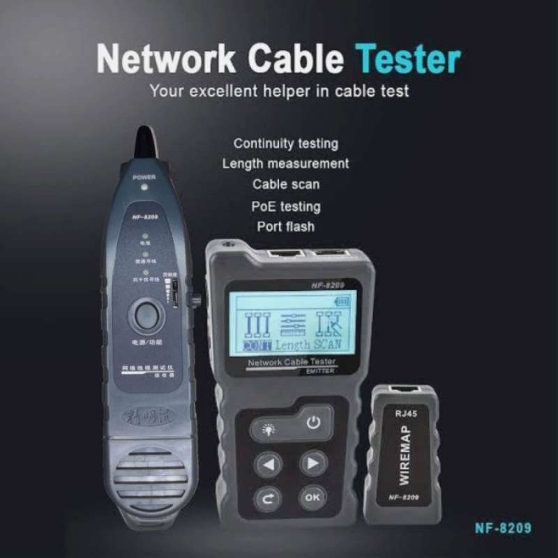 Jual noyafa nf-8209 LAN tester measure panjang kabel poe wire tracker ...