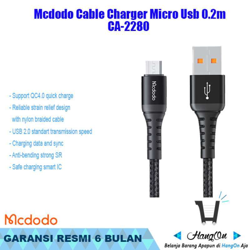 Promo Mcdodo CA-2280 Kabel Pendek Charger Micro USB 0.2m QC 3A Data ...
