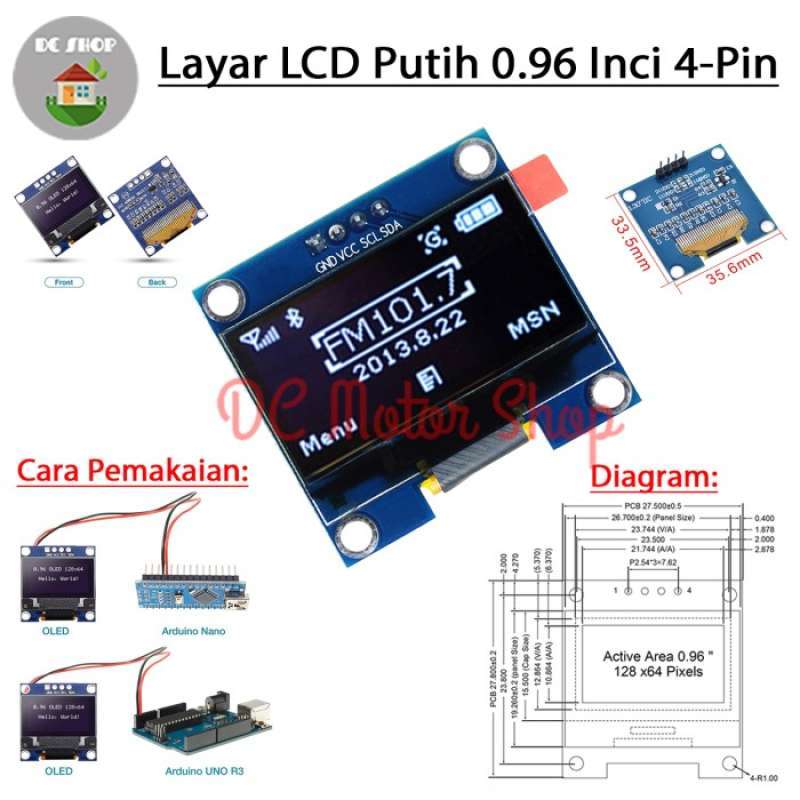 Promo Oled White Putih 0 96 Inch I2c Iic 128x64 Display Module Lcd
