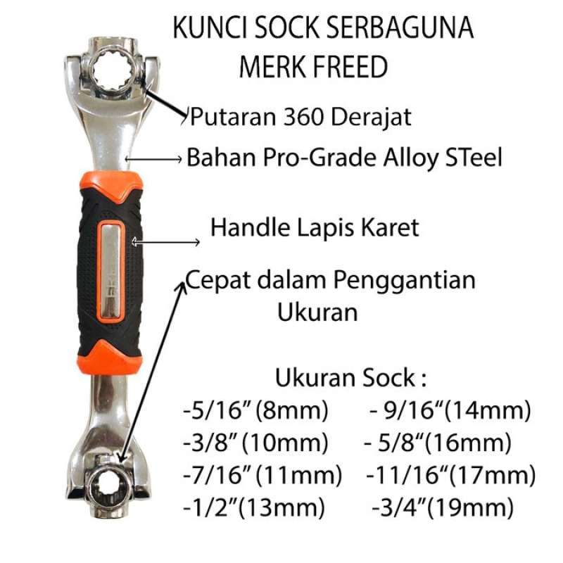 Promo Freed Kunci Sock Multifungsi - Multi Socket Wrench Putar 360 ...