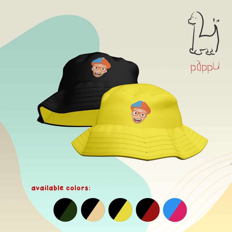 Jual T/67 Topi Bucket Hat Anak 2 Warna Blippi Face Logo Kids Custom ...