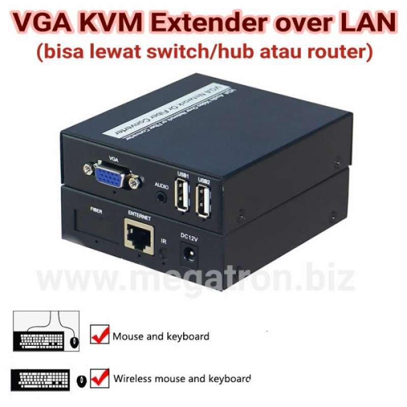 Jual KVM VGA Extender over IP (bisa lewat router/switch) - 1 to Many Rx ...