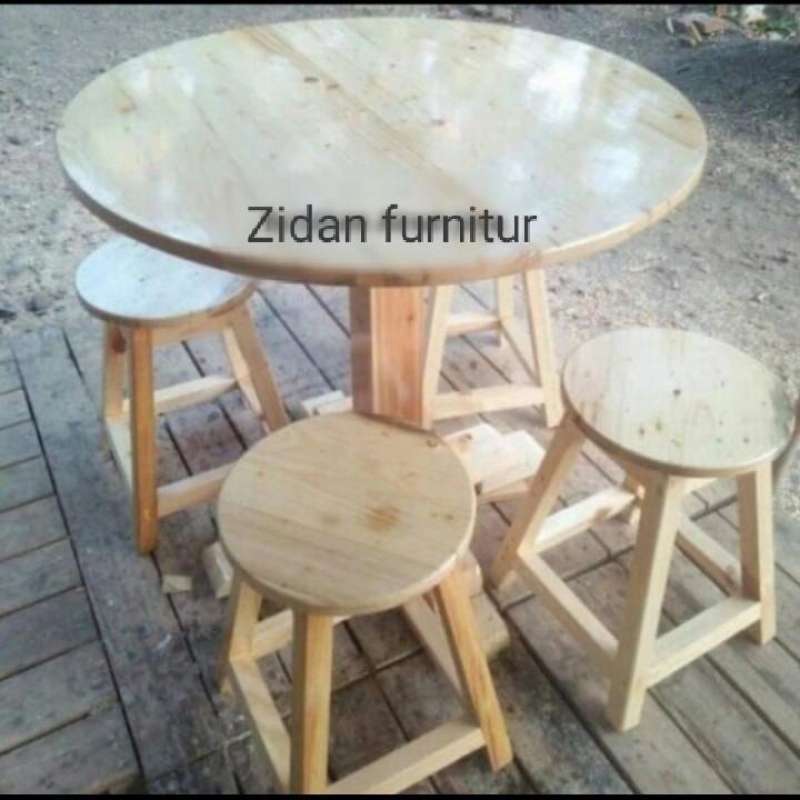 Jual meja bulat + 4 bangku bulat juga di Seller Zidan furnitur ...