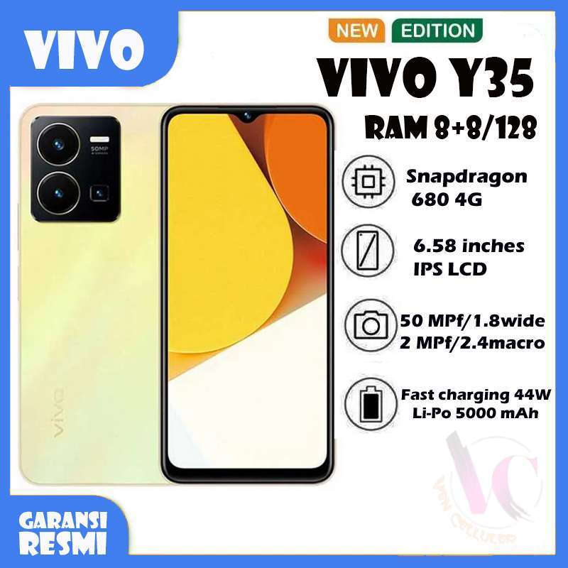 Promo Vivo Y35 8/128GB Qualcomm Snapdragon 680 4G Garansi Resmi Vivo - Gold Diskon 6% di Seller ...