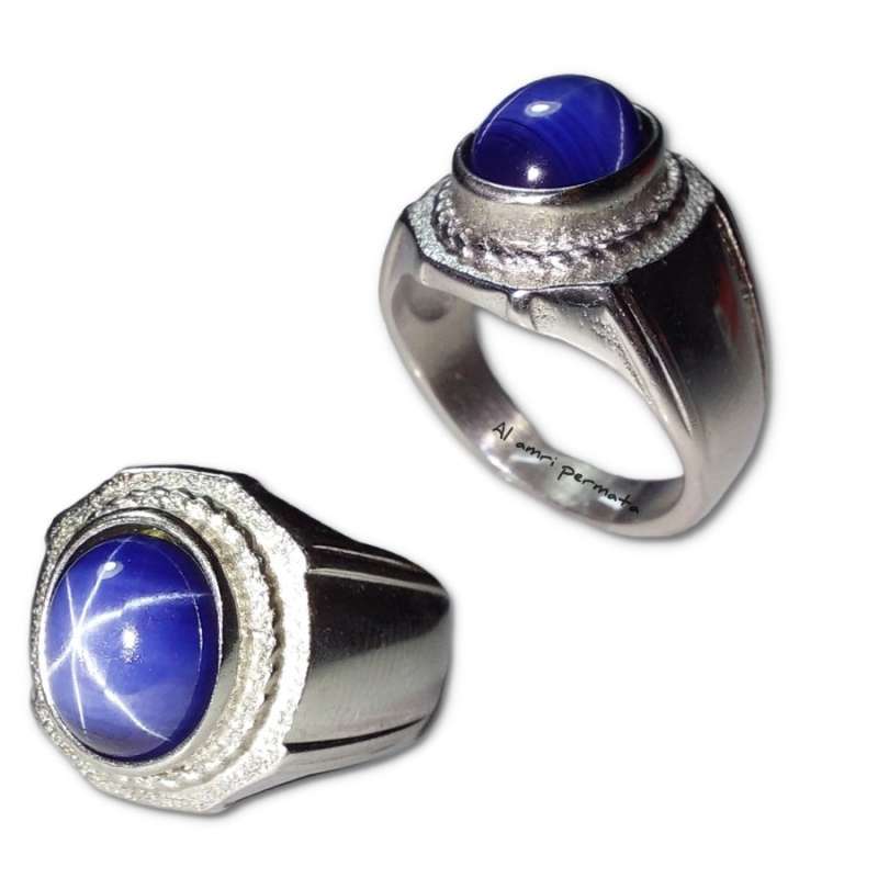 Jual Cincin Batu American Star Blue Sapphire Star Top 6 Star Rays ...