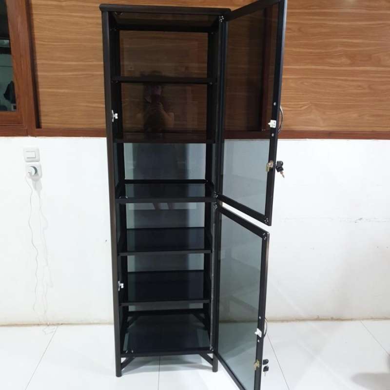 Jual Lemari Rak Serbaguna Aluminium Coklat Kaca Riben di Seller TC ...