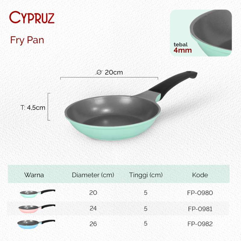 Promo Cypruz Diecast Colourful Ceramic: Fry Pan 24x1 Diskon 30% Di ...