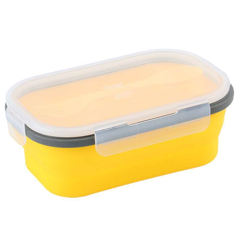 Jual 1000ml Bento Box with Spoon Folding Silicone Good Sealing Lunch ...