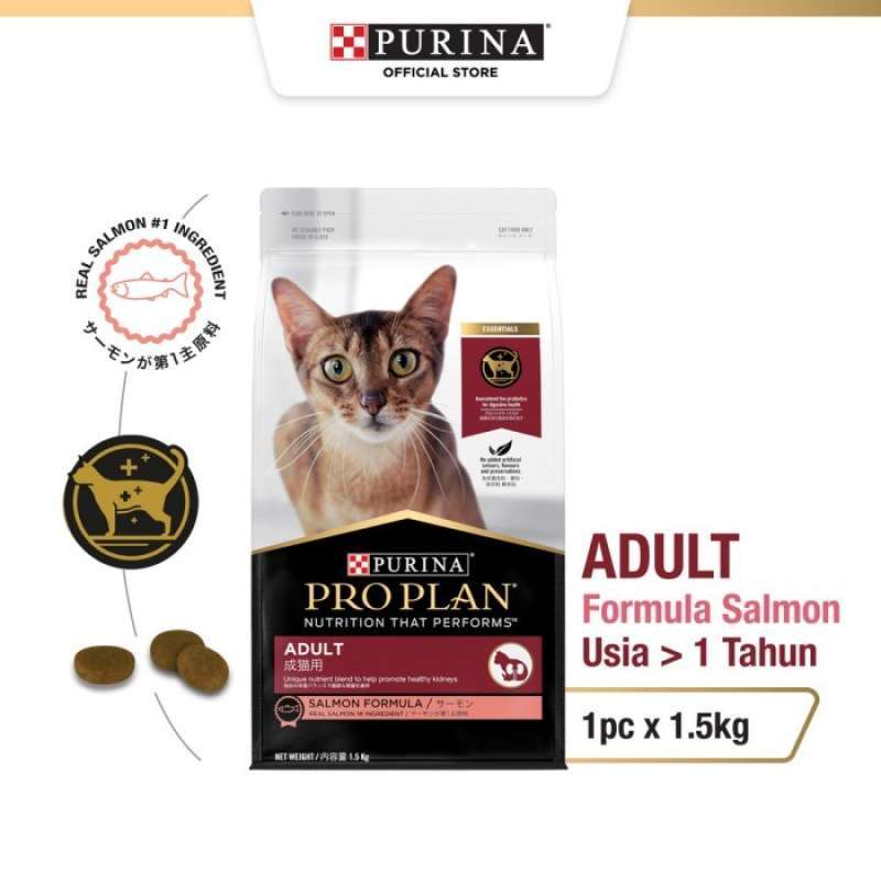 Promo PRO PLAN Adult Salmon Makanan Kucing Kering 1.5kg Diskon 10% di ...