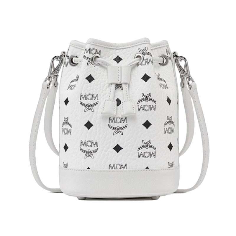 Promo MCM Mini Dessau Drawstring Bag in Visetos White Diskon 39% di ...