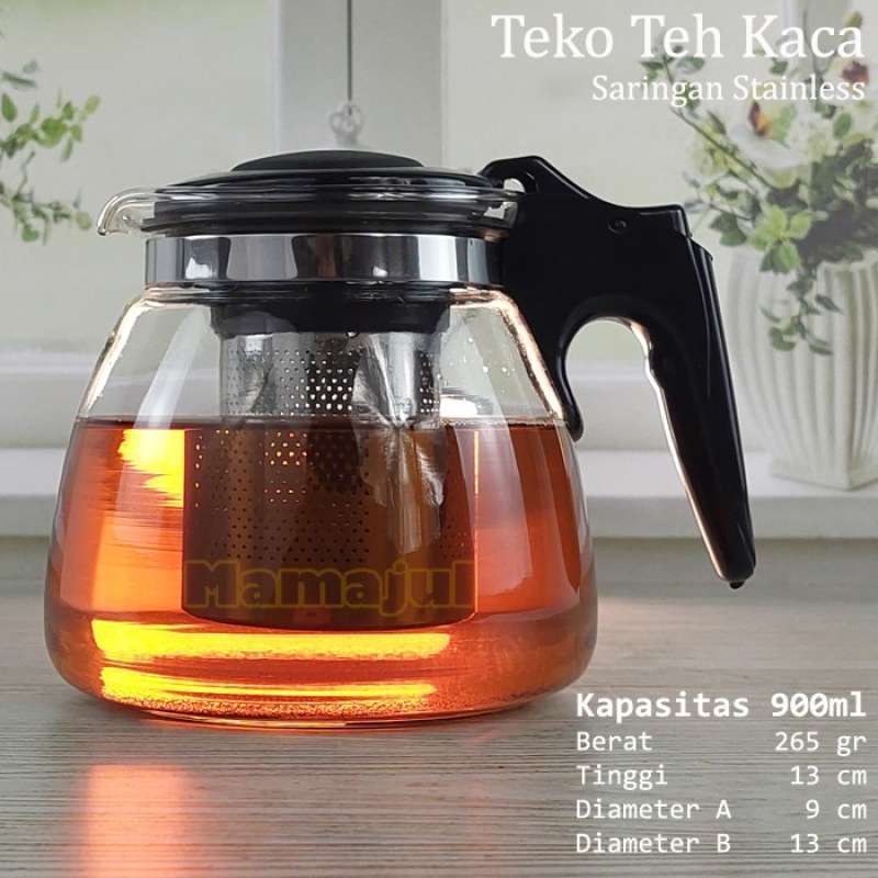 Promo Teko Teh Kaca Dengan Saringan 900 ml Diskon 45% di Seller ...