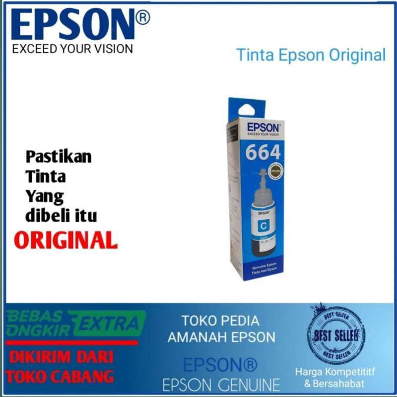 Promo Epson 664 Original cyan L100/L110/L120/L200/L220/L310/L360 ink ...
