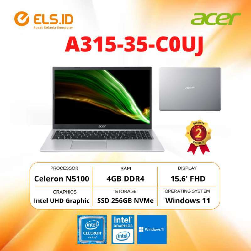 Jual Laptop Acer Aspire A315-35-C0UJ Celeron-N5100 4GB SSD 256GB 15.6' W11 di Seller ELS ...
