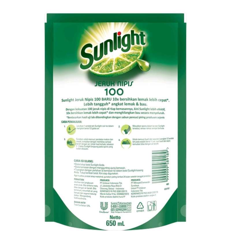 Jual Sunlight 650 Ml Jeruk Nipis 1 Karton / Dus [ 12x650 Ml ] Di Seller ...