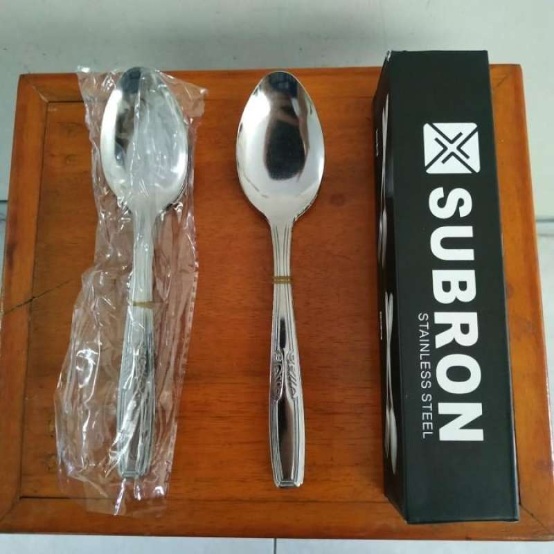 Jual SENDOK STAINLESS STEEL TEBAL SENDOK MAKAN BESAR SPOON SUBRON 12PCS ...