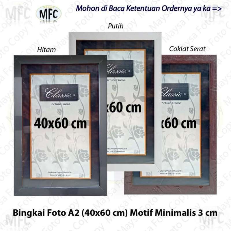 Jual Bingkai Foto Frame Pigura 40x60 Full 3cm Minimalis Hitam Dan Putih ...