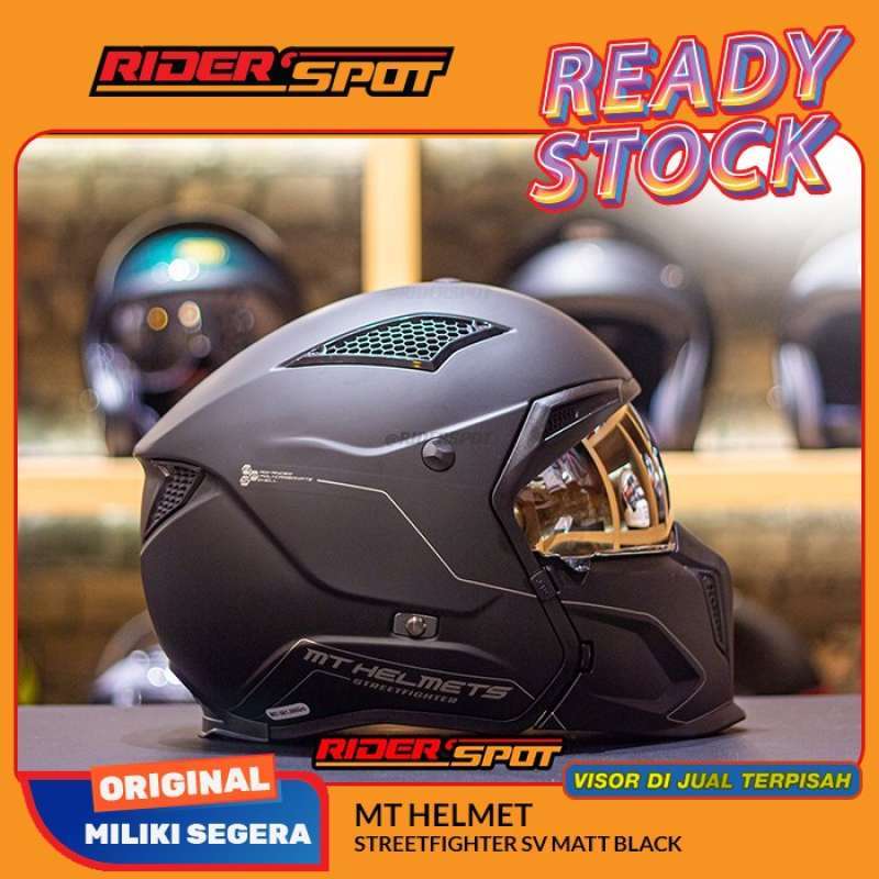 Jual Helm Motor MT Helmets Streetfighter SV Matte Black Crossover Not ...