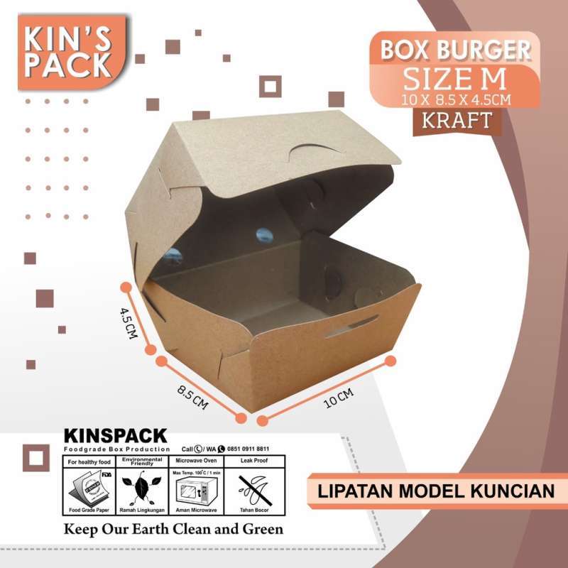 Jual Box Dus Kotak Burger Dimsum Kraft / Craft Laminasi PE Model ...