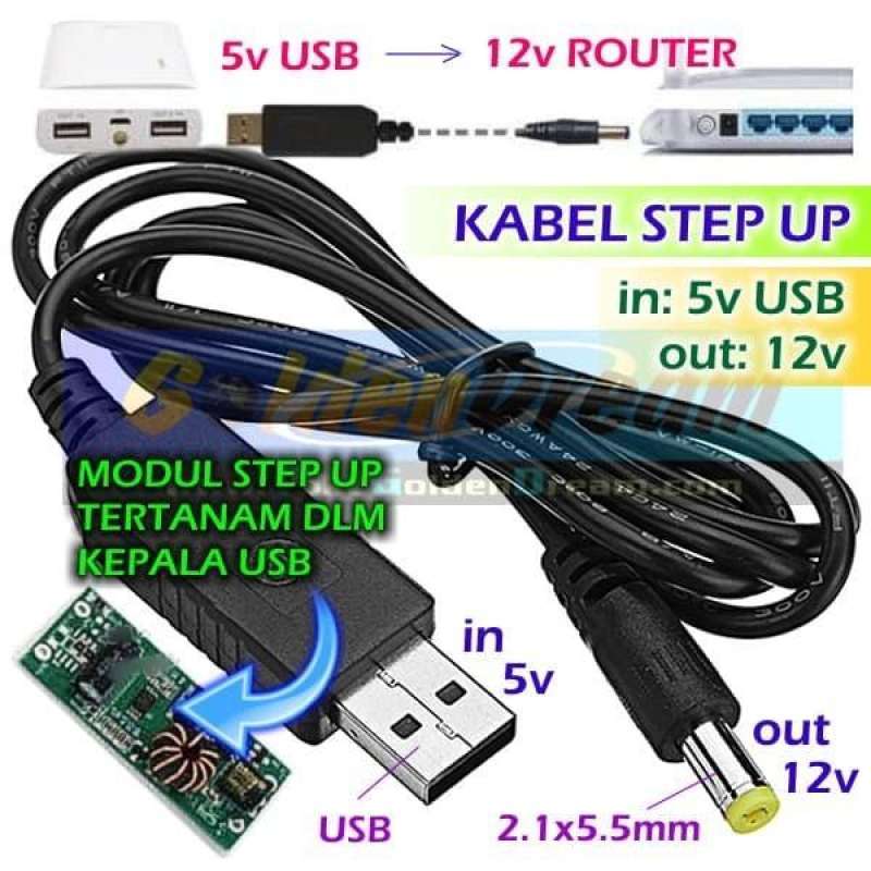Promo Kabel Step Up USB 5v to 12v DC Power Supply backup 12V dari Power ...