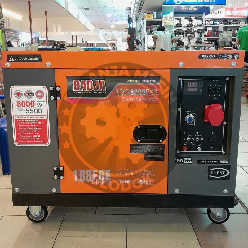 Jual Genset Diesel 3phase 5000-6000 watt Genset 3 phase Badja BDX 8800 ...