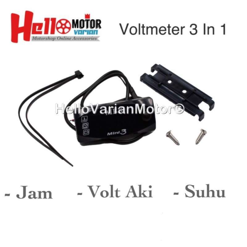 Promo Digital Voltmeter Motor 3 In 1 Indikasi Jam / Volt / Suhu Diskon ...
