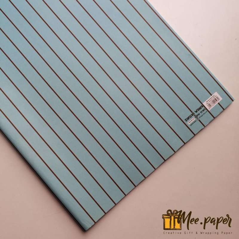 Jual Kertas Kado Sansan Wawa Motif Garis 12 Biru Tosca, Wrapping Paper ...