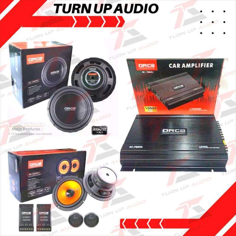 Jual Paket Audio Mobil Orca Speaker Power Amplifier 4ch Subwoofer 12 ...