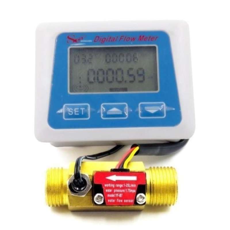 Jual New Flowmeter Sensor Digital Display Flow Gauge Flowmeter G1 2 Di