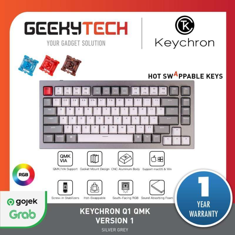 Jual Keychron Q1 Knob Version Qmk 75% Custom Mechanical Keyboard Di ...