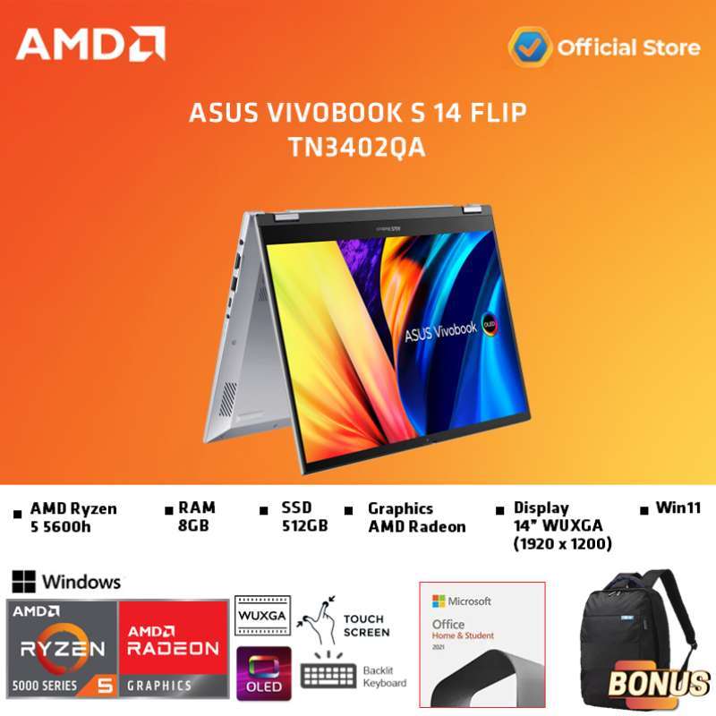 Jual ASUS VIVOBOOK S 14 FLIP TN3402QA | RYZEN 5 5600H 8GB 512SSD VEGA ...