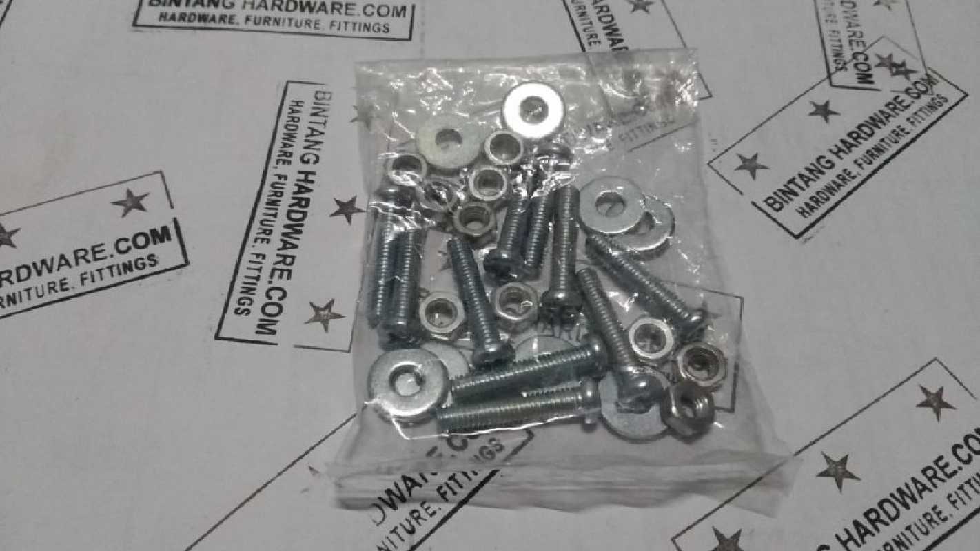 Jual Baut JP 4x10 @10 Set Ring dan Mur Putih Diameter Body 4mm Panjang 10mm di Seller Bintang ...