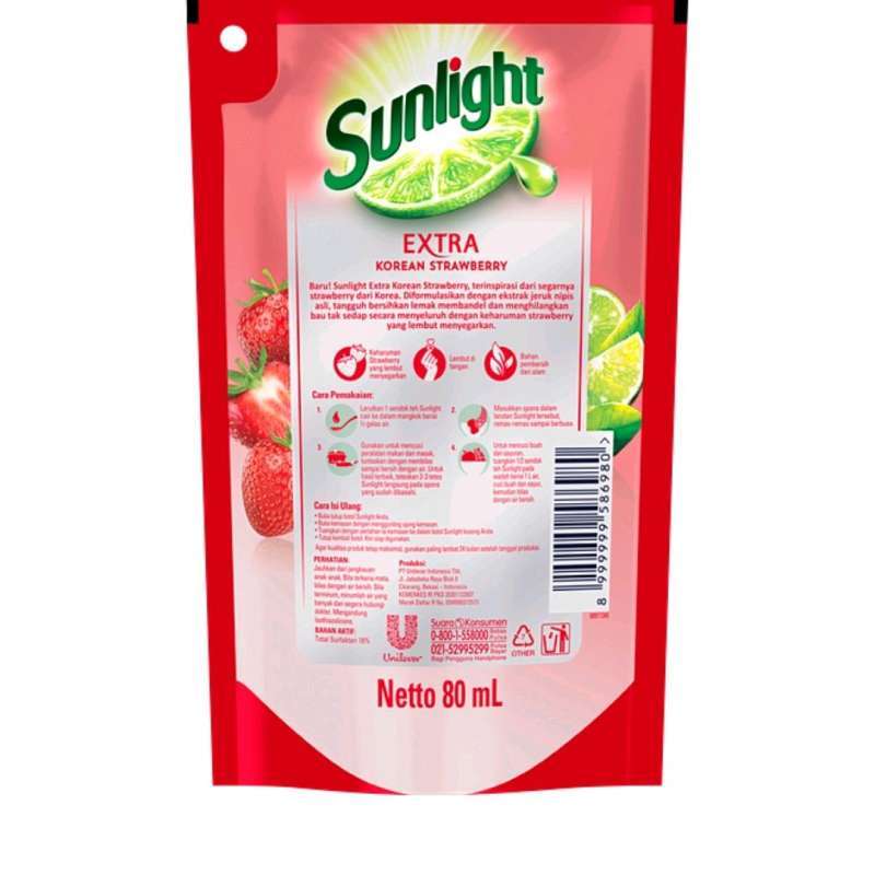 Jual Sunlight 90 ml / 80 ml Sabun Cuci Piring Korean strawberry pouch ...