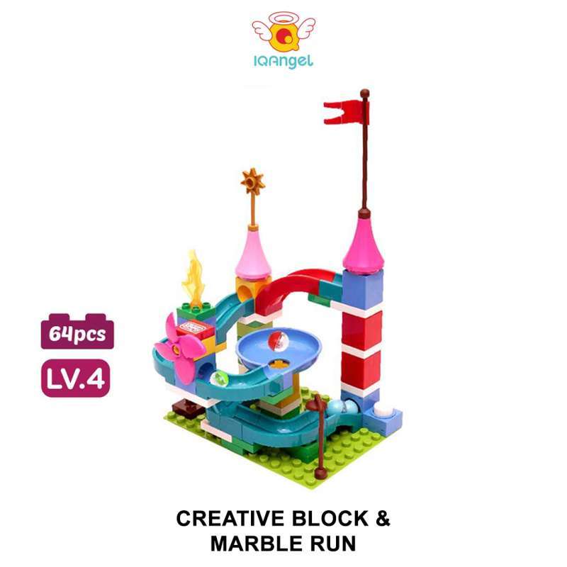 Jual IQ ANGEL CREATIVE BLOCK & MARBLE RUN TOYS HAPPY CASTLE - BALOK ...