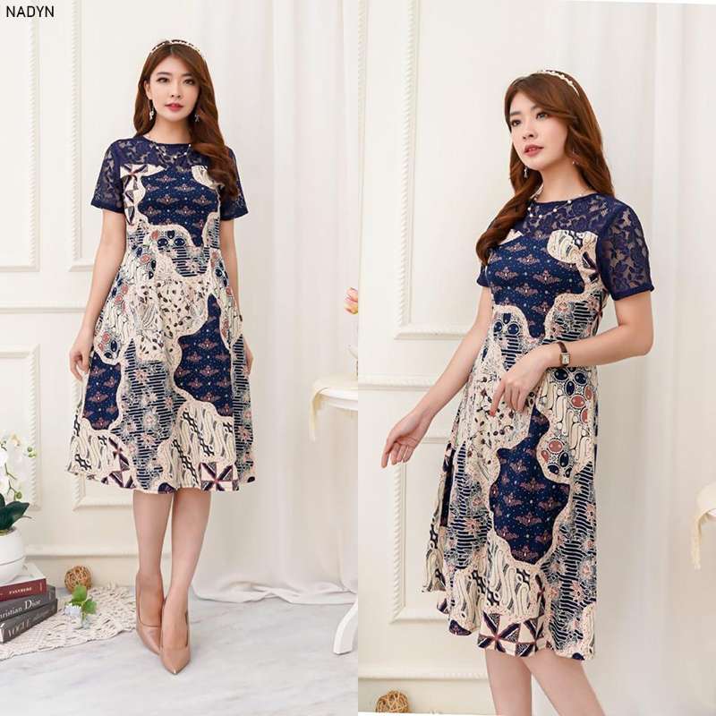 Jual Evercloth Nadyn Dress Batik Wanita Brukat Dress Wanita Brocade ...