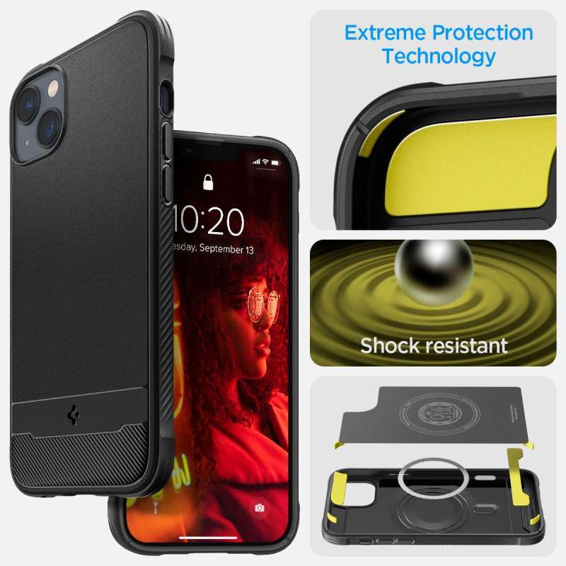 Promo Case iPhone 14 Pro Max Plus Spigen Rugged Armor MagSafe Carbon ...