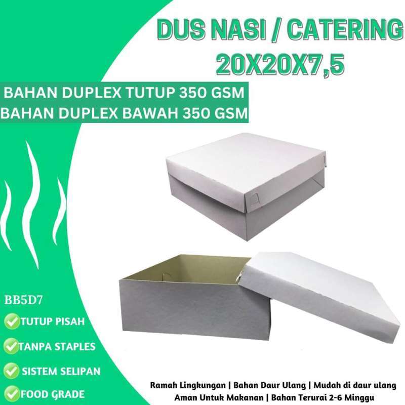 Promo (Isi 25 Pcs-BB5D7) Box Nasi 20x20 Dus Catering Polos Kotak Nasi ...