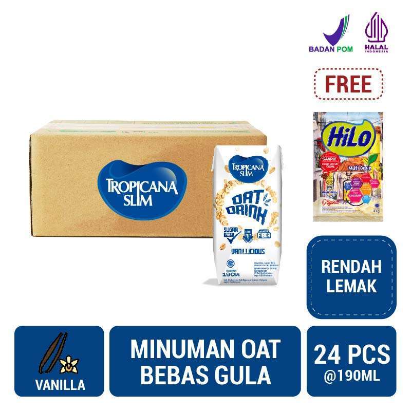 Jual FREE HILO MULTIGRAIN SACHET - Tropicana Slim Oat Drink 190 ml x 24 pcs - Minuman Oat Bebas ...